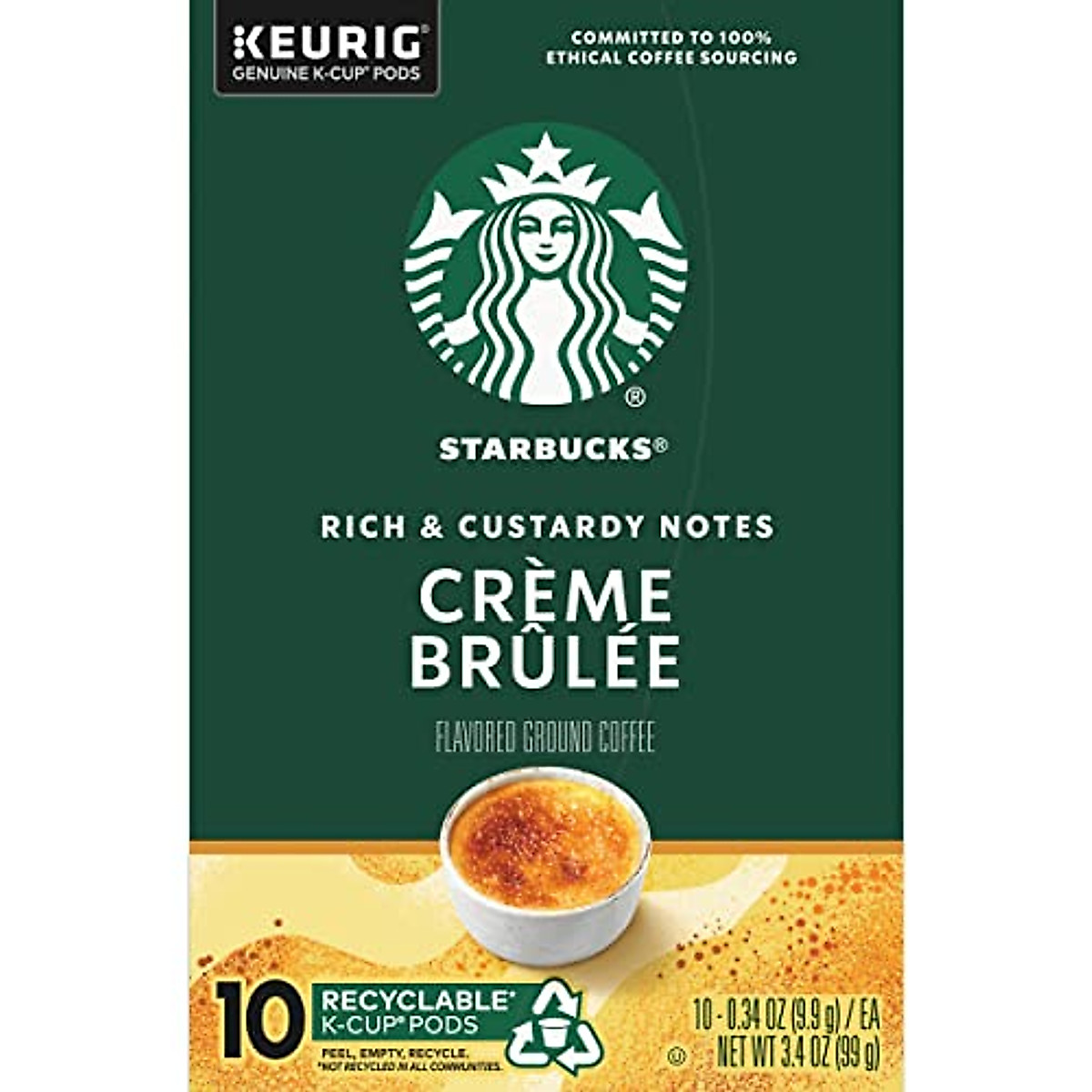Starbucks Crème Brulée Flavored Blonde Roast Single Cup Coffee for Keurig Brewers, 10 Count - Pack of 2