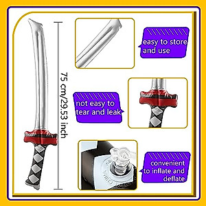 Cotiny 16 Pack Inflatable Ninja Sword Samurai Sword Toy Weapons Inflatable Katana Blow Up Costume Sword for Kids Adults Swimming Pool Party Ninja Cosplay Accessories