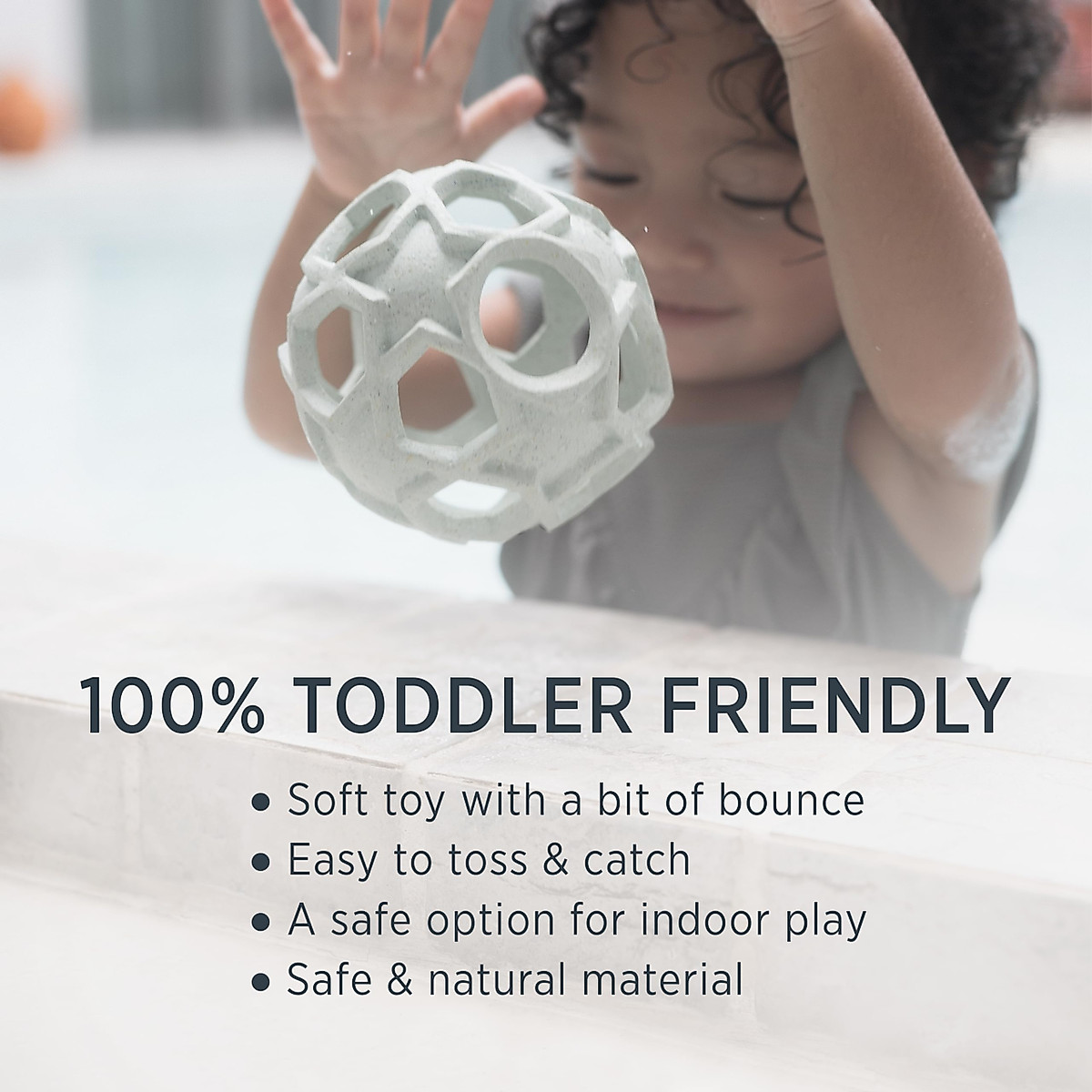 HEVEA Star Activity Ball Toy Made from 100% Upcycled Natural Rubber - Soft and Easy to Hold Baby Ball for Ages +4 Months - Plant Based, Plastic-Free, BPA-Free (Natural)