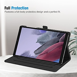 Fintie Case for Samsung Galaxy Tab A7 Lite 8.7 Inch 2021 Model (SM-T220/T225/T227), Multi-Angle Viewing Smart Stand Back Cover with Pocket, Black