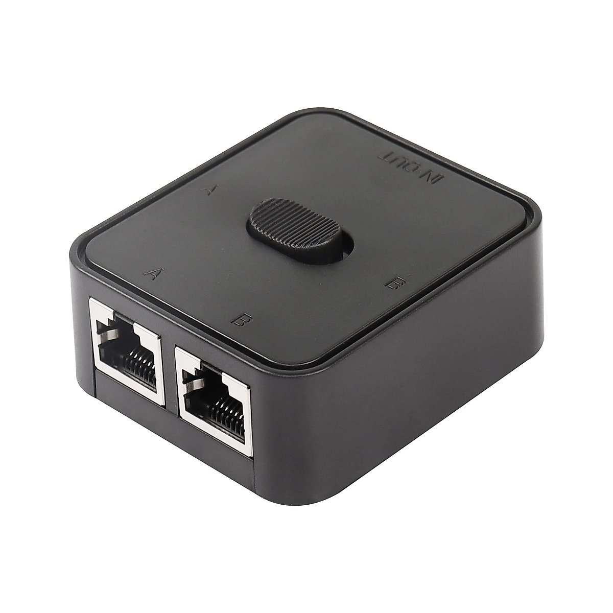 CERRXIAN Network Switch 2 Ports,RJ45 Network Key-Press Switch Splitter Selector Box,100M 2-in 1-Out or 1-in 2-Out 2 Port Network Hub (Black)