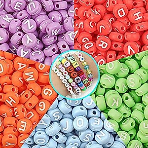 Acrylic Letter Beads Kit for Jewelry Making,Acrylic Round Letter Beads for Bracelets and Jewelry Making in Multiple Color Available (C)