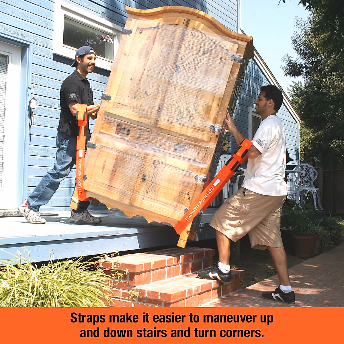 Forearm Forklift 2-Person Lifting and Moving Straps; Lift, Move and Carry Furniture, Appliances, Mattresses or Any Item up to 800 lbs. Safely and Easily Like a Pro, Orange