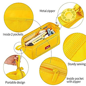 CICIMELON Pencil Case Large Capacity Pencil Pouch Pen Bag for Students Green Yellow