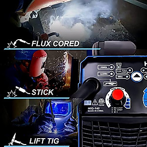 HERZO 140 A MIG Welder.Flux Core Welder 110/220 V Flux MIG/MMA/LIFT TIG 3 in 1 Welding Machine IGBT Inverter Welding Machine