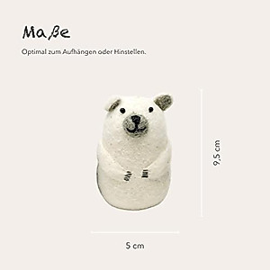 Én Gry & Sif Wool Felt Zoo Animals Hanging Decorations Felt Ornaments for Christmas Tree or Decor Felt Animal Figures for Play Set of 5 Handmade Penguin Panda Polar Bear Raccoon Elephant