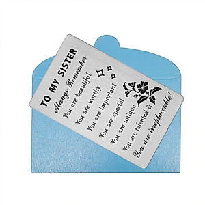 HYHYDHP Sister Birthday Gifts from Sister Brother - Compliment Gifts Wallet Card for Sister - Mothers Day Cards for Sister, to My Beautiful Sister Presents