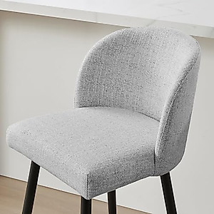Watson & Whitely Counter Height Bar Stools Set of 2, 360° Swivel Upholstered Barstools with Backs and Metal Legs, 26" H Seat Height, Fabric in White (Multi-Colored)