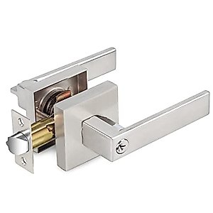Olove Hardware 6 Pcs Entry Door Handle Lever Door Handle with Lock and Key, Heavy Duty Front Door Handle Set Satin Nickel Finish, Not Keyed Alike, Interior Lever Door Handle for Bedrooms