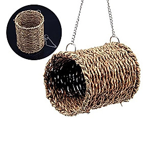 Mipcase Small Pig Play Parakeet Tunnels Tunnel Use Parrot Hammock Pet Rat Natural Tent Woven Guinea for Hedgehog Tube Snuggle Bird Straw Squirrel Chinchilla Seagrass Hamster Nest