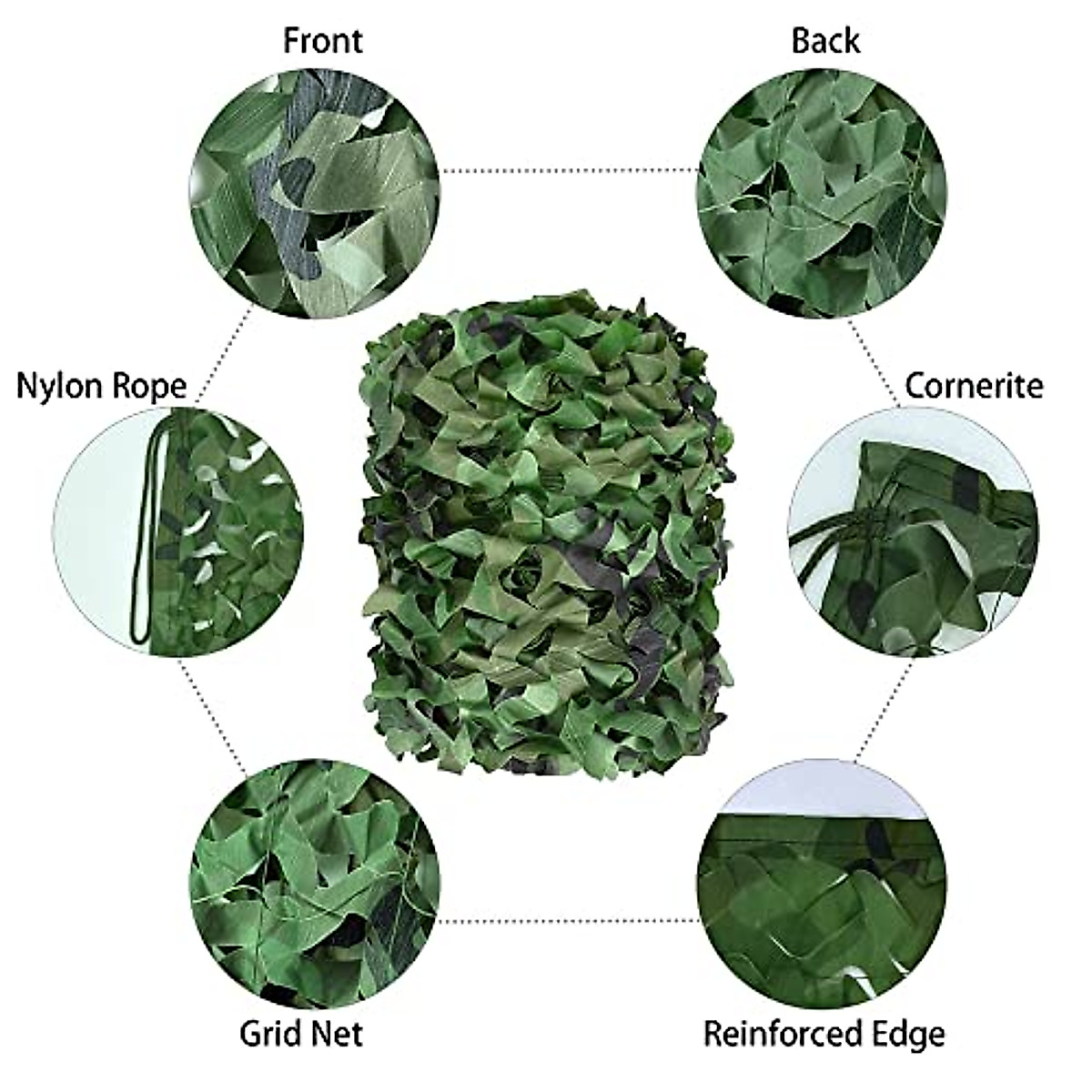 Camouflage Net Camo Netting Blinds Dual Mesh for Hunt Decor Courtyard Sunshade Camp Photo Farm Factory Shelter Car Concealment Party Exhibit Backdrop Paintball Curtain Ceiling Fence Canopy Cover