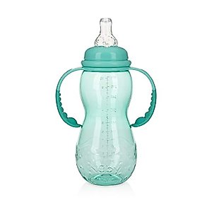 Nuby New 3 Stage Ultra Durable Tritan Grow with Me No-Spill Bottle to Cup, 10 Oz, Teal, 80387