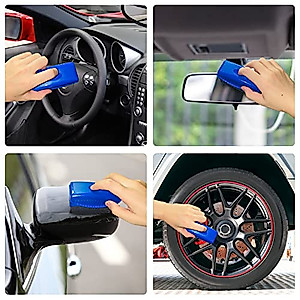 Tire Shine Dressing Applicator Pad, Tire Foam Applicator Sponges Contour Tire Wheel Shine Car Cleaning, Reusable Tire Sponges Applicator Pads Tire Wax Wipe with Lid
