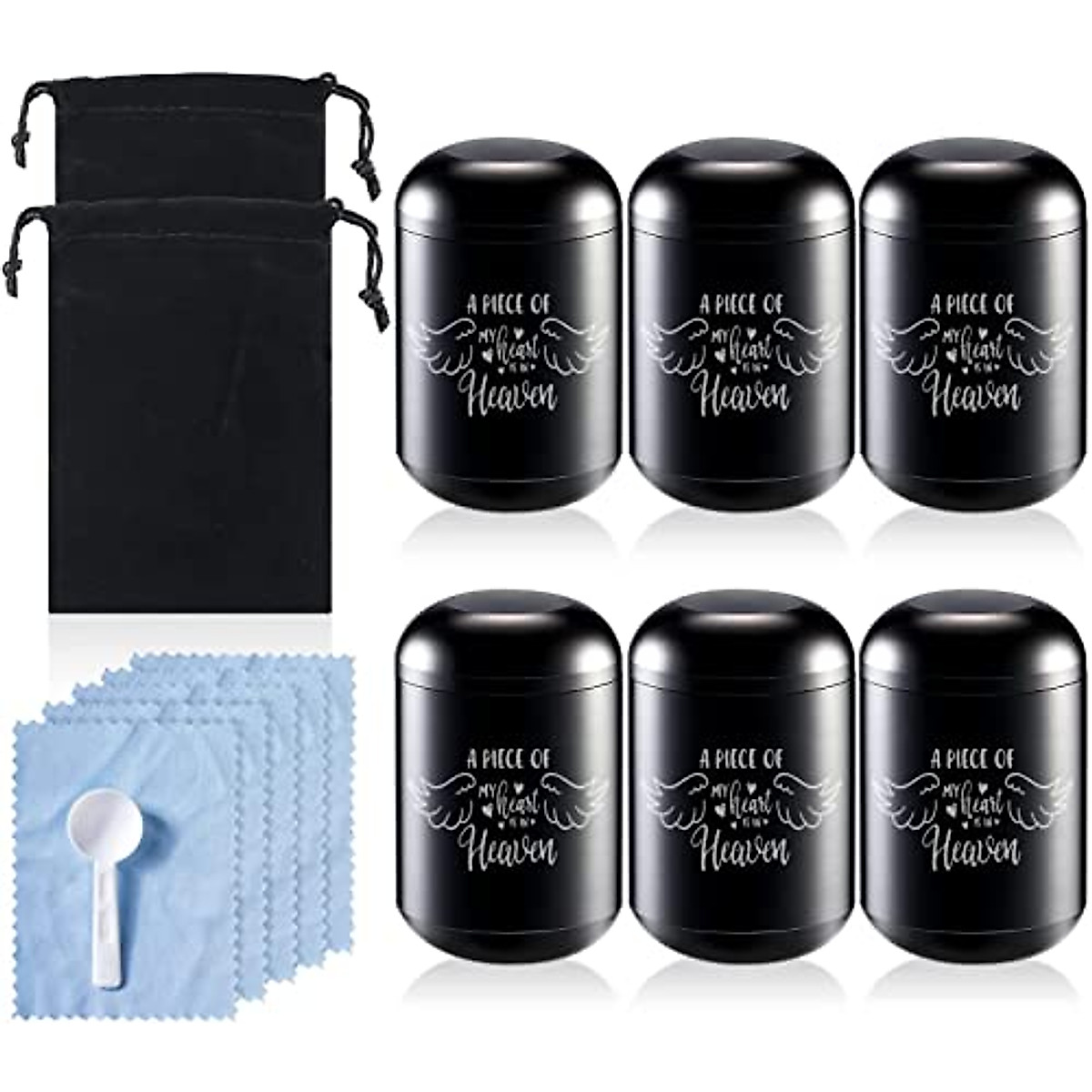 Cremation Urns for Human Ashes Adult Male Female,Keepsake Urns for Human Adult for Funeral,Mini Small Cremation Urns Set of 6 Pack (Black)