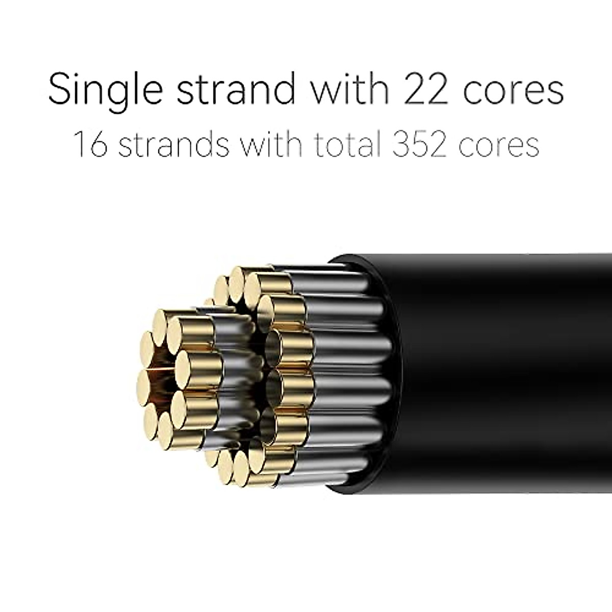 Linsoul QKZ Q1 MAX 16-Stand 352 Cores Silver-Plated HiFi Earphones Upgrade Cable with Interchangeable 2.5mm/3.5mm/4.4mm Plug Replacement Cable for Audiophile (Black, MMCX)