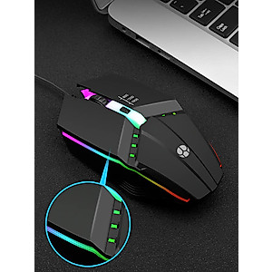Guiheng Wired Gaming Mouse, Optical USB Mice for Laptop/Desktop, 800 to 1600 and RGB Light, Ergonomic with 4 Programmable Buttons for Computer Windows 7/8/10/XP Vista Linux Chromebook PC
