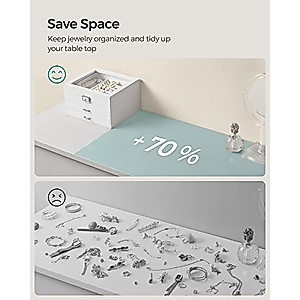 SONGMICS Jewelry Box, Lockable Jewelry Storage Organizer, Jewelry Case with Glass Window, for Rings, Earrings, Studs, Bracelets, Necklaces, White UJBC158W01