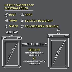 Pelican Marine - IP68 Waterproof Phone Pouch (XL Size) - Floating Waterproof Phone Case - iPhone 15 Pro Max/ 14 Pro Max/ 13 Pro Max/ 12/ S23 Ultra/ Pixel 7 - Detachable Lanyard - Black / Hi-Vis Yellow