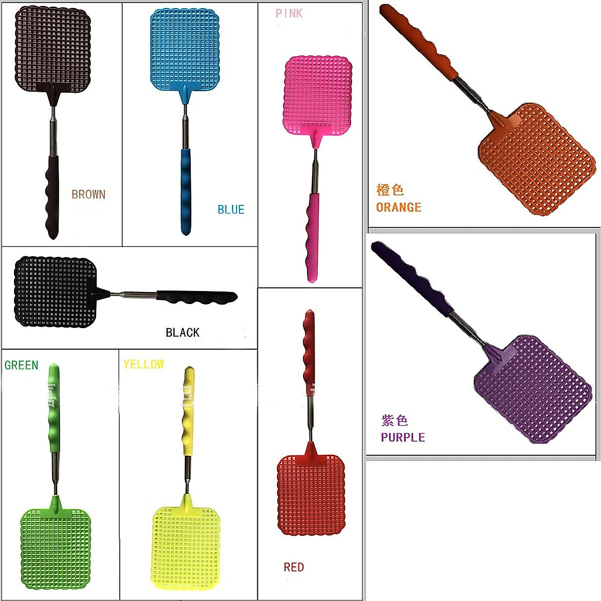 01 02 015 Fly Swatter, Stainless Steel Mini Fly Racket Retractable Durable for Home Office for Anti- for Repel Mosquitoes for Outdoor Camping