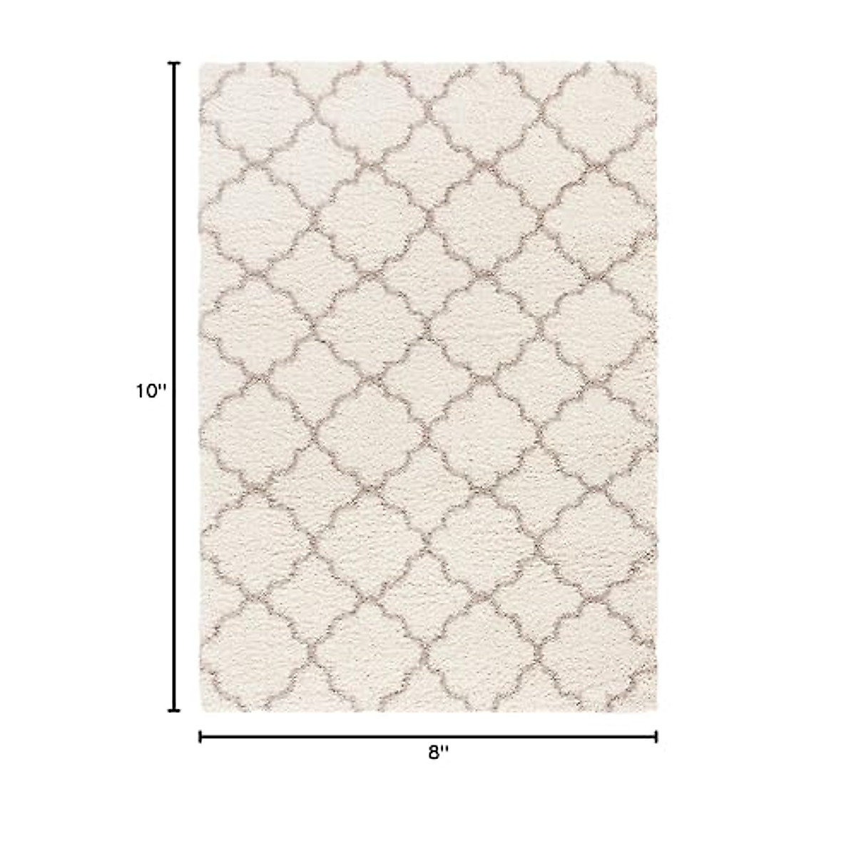 SAFAVIEH Hudson Shag Collection Area Rug - 8' x 10', Ivory & Beige, Moroccan Trellis Design, Non-Shedding & Easy Care, 2-inch Thick Ideal for High Traffic Areas in Living Room, Bedroom (SGH282E)