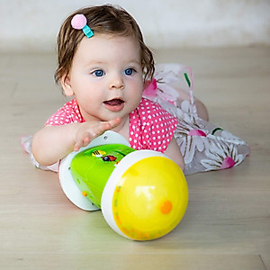 KiddoLab 3 in 1 Roll & Learn Activity Center for Baby and Rattle Ball Toy. Infant Learning Activity Center Toy with Colorful Lights and Fun Sounds.Interactive Light Up Toys for 6 Month Old Baby.