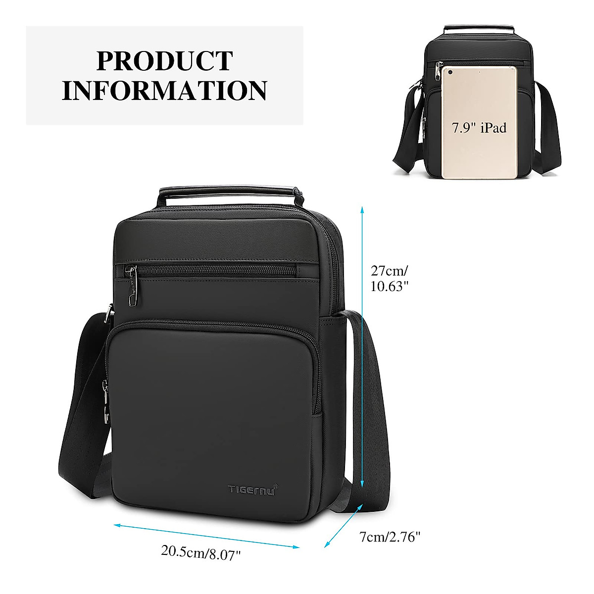 BAIGIO Men's Messenger Bag Shoulder Bags Crossbody Travel Bag Casual Sling Pack Man Purse Handbag for Work Business