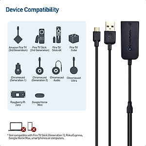 Cable Matters Micro USB to Ethernet Adapter Up to 480Mbps for Streaming Sticks Including Chromecast, Google Home Mini and More - Not Compatible with Roku Device