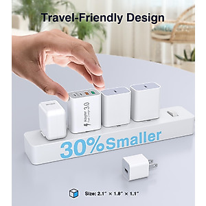 2 Pack USB C Charger, 40W 4-Port Fast USB C Wall Charger Block Dual Port PD+QC Plug Multiport Charging Block for iPhone15 14 13 12 11 Pro Max XS XR 8 7,iPad, Samsung,Tablet(with 2Pack 6.6ft Cable)
