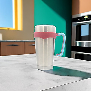 20 oz Tumbler Handle, Anti Slip Travel Mug Grip Cup Holder for Vacuum Insulated Tumblers, Suitable for Yeti Rambler, Trail, Sic, Ozark and More 20 Ounce Tumbler Mugs Accessories (Red)