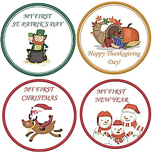 Baby Monthly Stickers 28 - First Year Stickers for Infant - Belly Stickers Boy Girl - Mount to Mount Birthday and all Hollidays - 4 inch diameter
