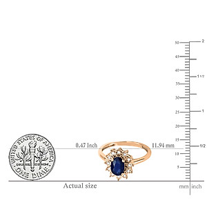 Dazzlingrock Collection 7x5mm Oval Blue Sapphire & Round White Diamond Halo Style Engagement Ring For Women in 14K Solid Rose Gold Size 10