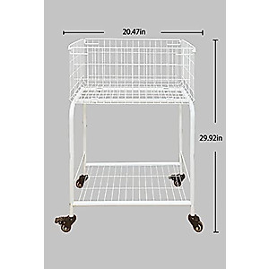 basket for garments storage, easy moved with wheels have brake, Laundry basket, white color，rolling basket