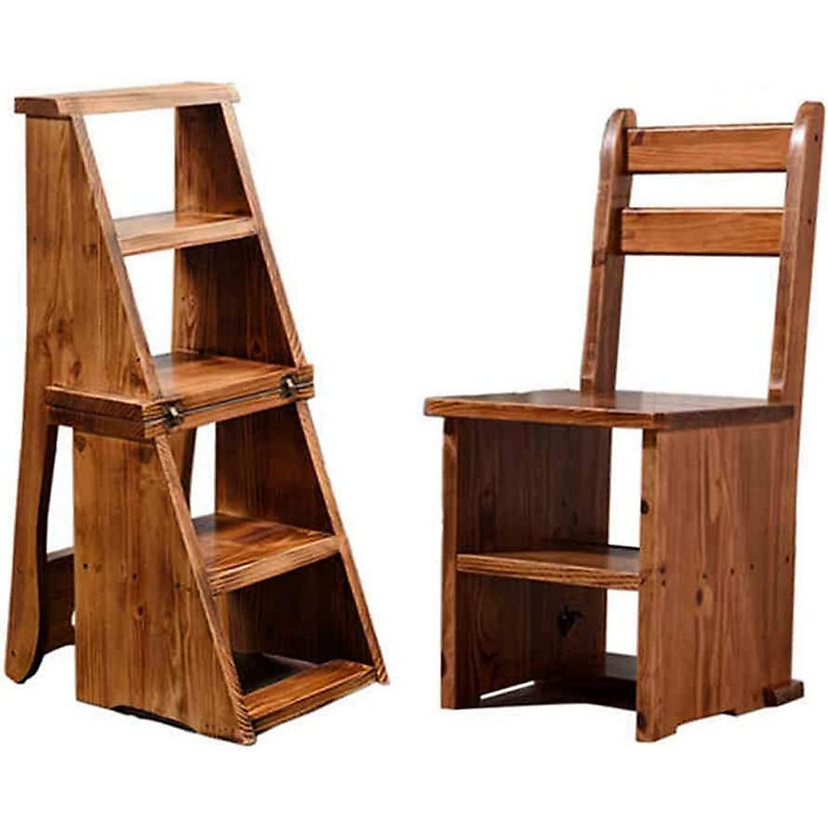 Step Stool Wooden Step Stool for Kitchen, Bathroom, Closet Step Stool Stair Chair Seats Portable Flower Rack 5-Step Ladder Chair Multifunctional Folding Chair Library Stepladder Stools