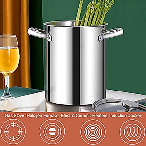 Cooking Pots,Japanese Spaghetti Pot with Basket Insert & Lid, Stainless Steel Vegetable Asparagus Spaghetti Steamer Oil Deep Fry Pan Pasta Stovetop Cooker