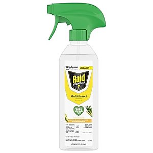 Raid Essentials Multi-Insect Killer Spray Bottle, Child and Pet Safe, for Indoor Use, Lemongrass Scent, 12 fl oz