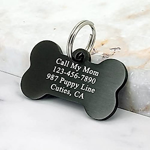 Ultra Joys Personalized Dog Tags Engraved for Pets - Front and Back Custom Dog Tags for Pets - Stainless Steel Dog Tags and Cat ID Tags - Personalized Dog ID Tags - Bone Tag in Black, Small