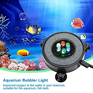 DXCEL LED Aquarium Air Bubble Light Fish Tank Air Curtain Bubble Stone Disk with 6 Color Changing LEDs