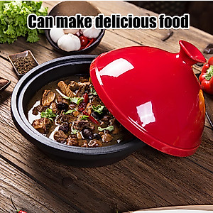 Xgxoz Enameled Cast Iron Cooking Pot with Enameled Ceramic Lid, Enameled Cast Iron Tagine Pot Ceramic Cooker Pot for Cooking