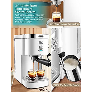 Gevi 20 Bar High Pressure Espresso Machines, Expresso Coffee Machine with Milk Frother for Espresso, Latte Macchiato, Cuppuccino,1.2L Water Tank, 1350W