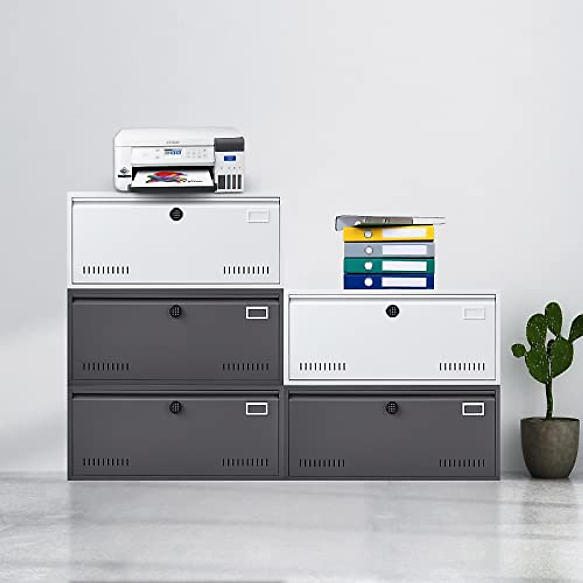 KAER Metal Lateral File Cabinets with Lock,Drawer Large Metal Filing Cabinet,Lateral File Cabinet, for A4 Legal/Letter Size,Home Office Furniture,Metal Steel