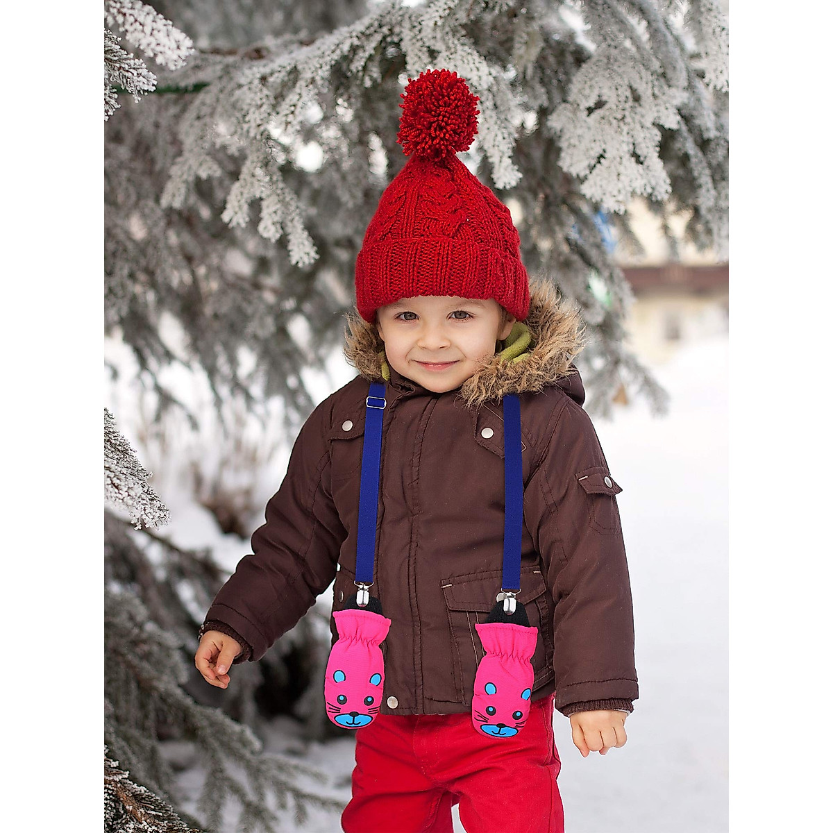 SATINIOR Mitten Clips Fully Adjustable (23.6-47.2 Inch) Glove Clips Elastic Gloves Clip for Kids (Royal Blue)