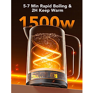 GoveeLife Smart Kettle Temperature Control 1.7L, 1500w WiFi Tea Kettle Electric with LED Indicator Lights, Remotely Control, 2H Keep Warm, 4 Presets Hot Water Boiler for Tea & Coffee & DIY