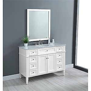 Elegant Kitchen and Bath 48 inch Single Bathroom Vanity Cabinet Set with White Marble Countertop - White