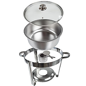 Great Northern Popcorn Chafing Dish QT Water Pan, Fuel Holder, and Stand-Food Warmers for Parties, Round 7.5