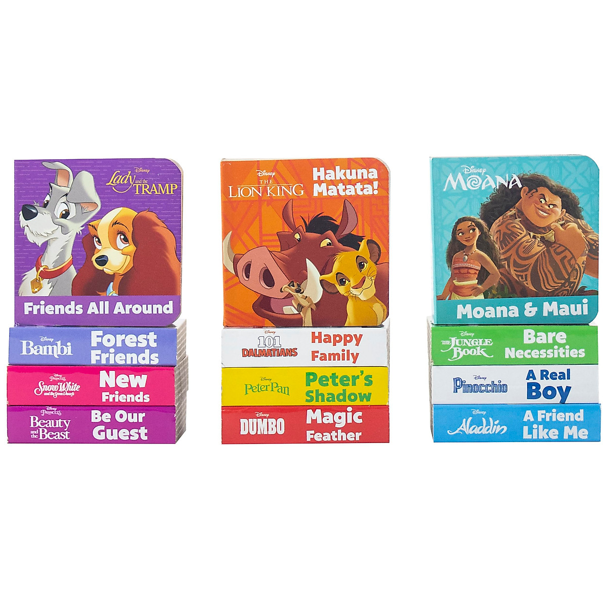 Disney Lion King, Moana, and more! - Best Friends My First Library Board Book Block 12-Book Set - PI Kids