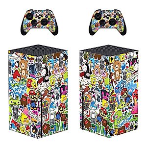FELIPE SEIJI KUBA Protective Vinyl Skin Decal Cover for Xbox Series X Console Wrap Sticker Skins with Two Free Wireless Controller Decals multi color