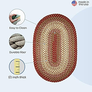 Super Area Rugs Hartford Braided Rug Made in USA Warm Earth,2' X 3' Oval