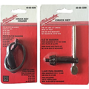 Milwaukee 48-66-3280 Chuck Key and 48-66-4040 Holder - Bundle 2 Items