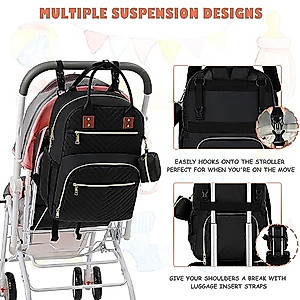 Tenot Baby Diaper Bag Backpack, Travel Diaper Bags for Baby Girl Boy Large Capacity Baby Bag Backpack for Women Black