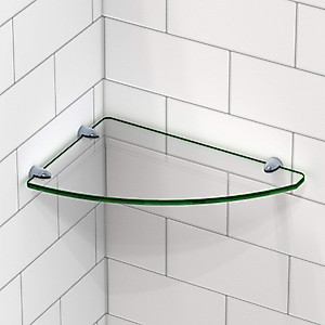 DreamLine 12 in. x 8 in. Corner Glass Shelf in Chrome